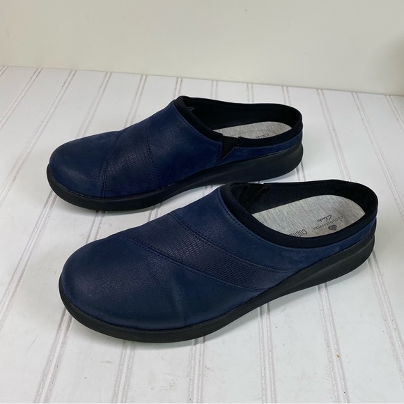 Clarks | Shoes | Clarks Sillian Cloudstepper Blue Comfort Clogs | Poshmark